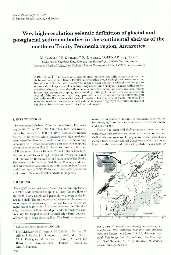Very high-resolution seismic definition of glacial and postglacial ...