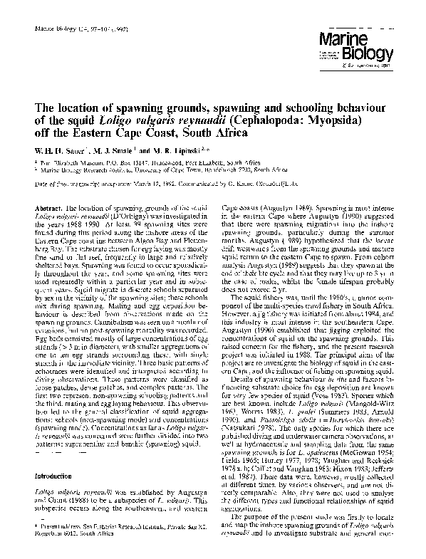 (PDF) The location of spawning grounds, spawning and schooling ...