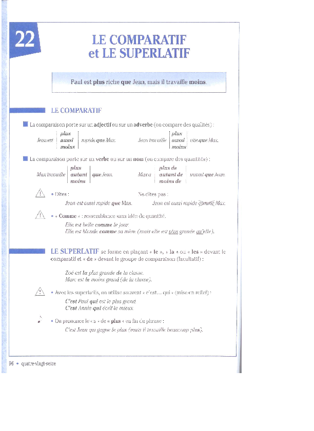 (PDF) LE COMPARATIF et LE SUPERLATIF