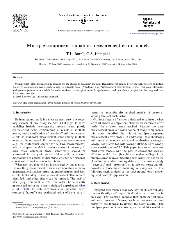 (PDF) Multiple-component radiation-measurement error models