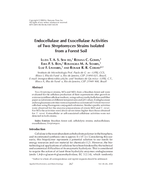 (PDF) Endocellulase and Exocellulase Activities of Two Streptomyces ...