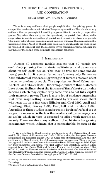 (PDF) A THEORY OF FAIRNESS, COMPETITION, AND COOPERATION