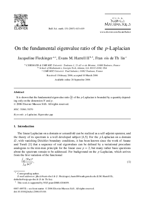 (PDF) On the fundamental eigenvalue ratio of the p-Laplacian