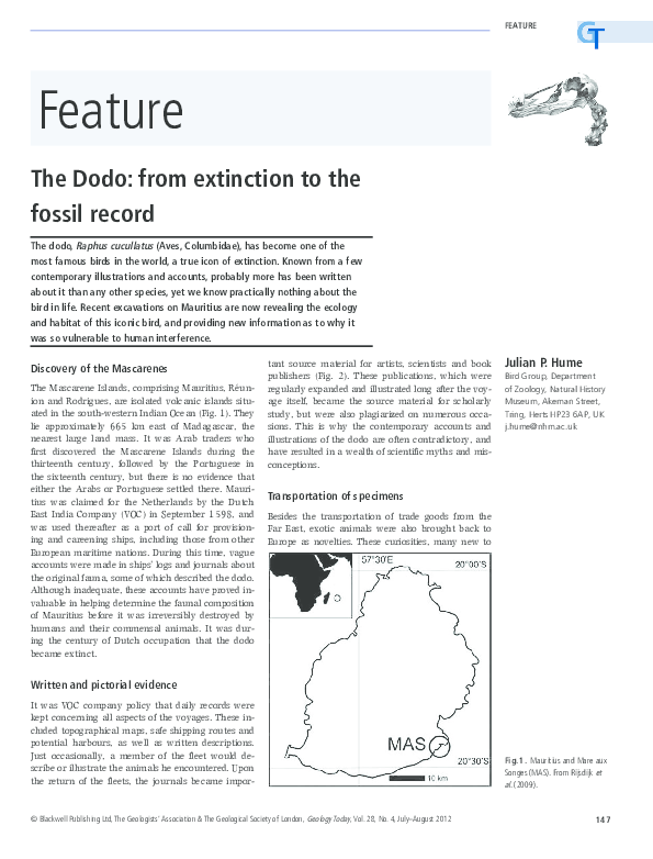 (PDF) The Dodo: from extinction to the fossil record