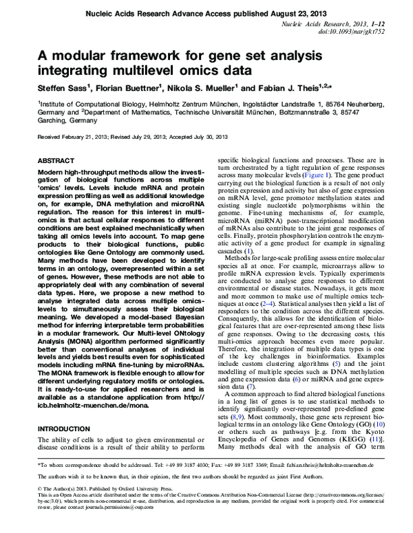 (PDF) A modular framework for gene set analysis integrating multilevel omics data