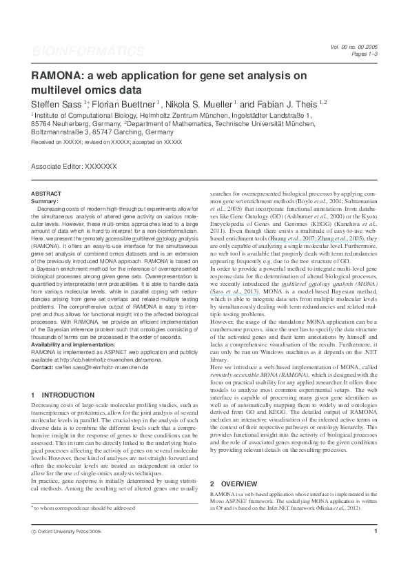 (PDF) RAMONA: a Web application for gene set analysis on multilevel omics data