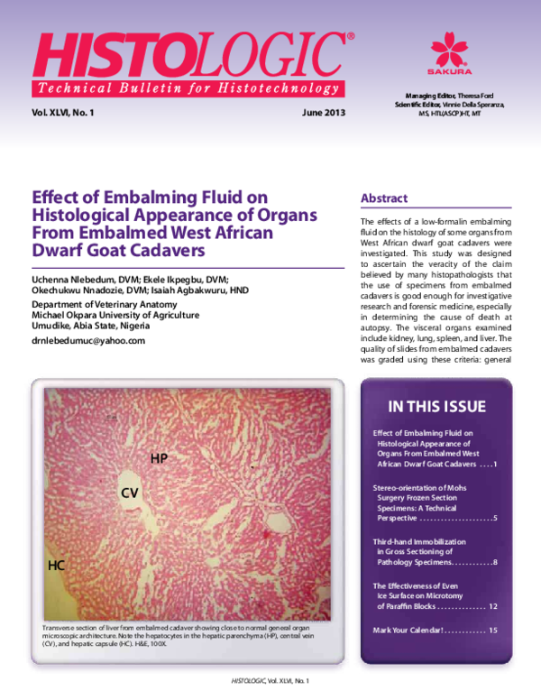 (PDF) The effects of a low-formalin embalming fluid on the histology of ...