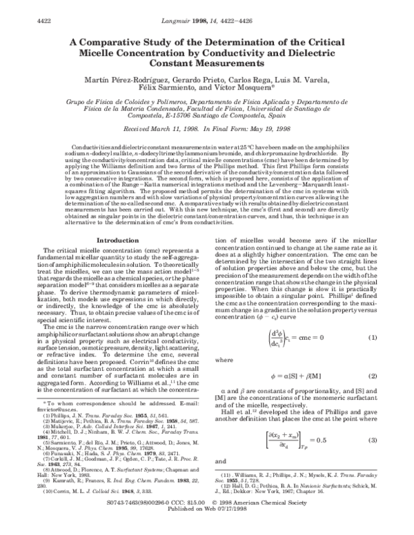 (PDF) A Comparative Study of the Determination of the Critical Micelle ...