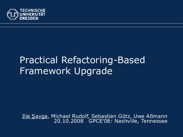 (PDF) Practical refactoring-based framework upgrade
