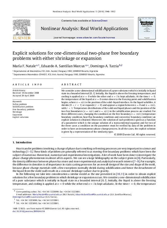 (PDF) Explicit solutions for one-dimensional two-phase free boundary problems with either ...