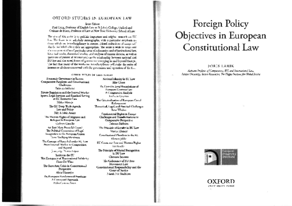 (PDF) Foreign Policy Objectives in European Constitutional Law | Joris ...