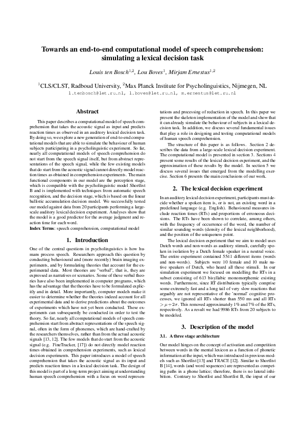 Pdf Towards An End To End Computational Model Of Speech Comprehension