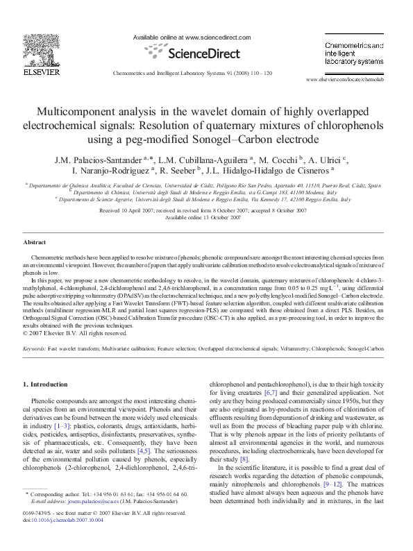 (PDF) Multicomponent analysis in the wavelet domain of highly overlapped electrochemical signals ...