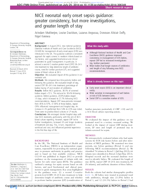 (PDF) NICE neonatal early onset sepsis guidance: greater consistency ...