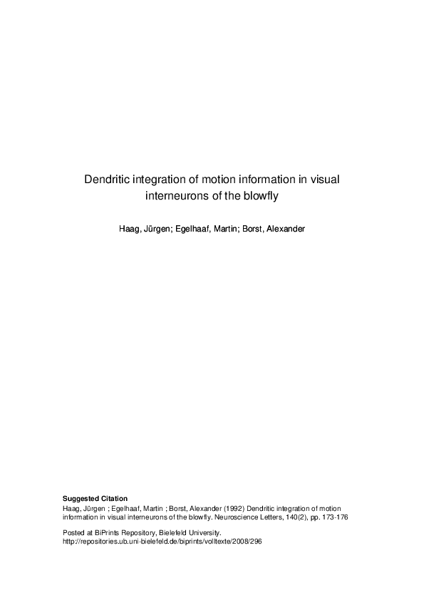 (PDF) Dendritic integration of motion information in visual ...