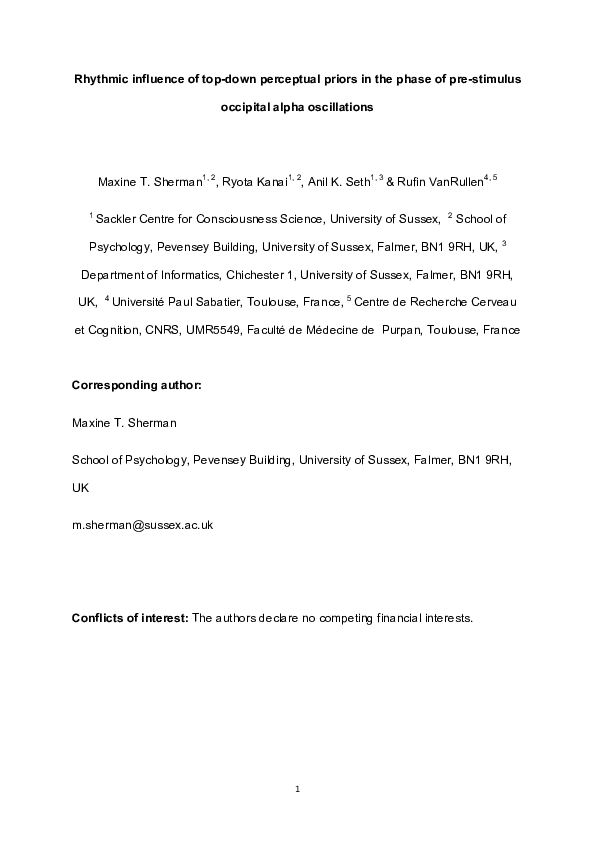 (PDF) Rhythmic influence of top-down perceptual priors in the phase of ...