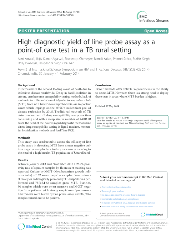(PDF) High diagnostic yield of line probe assay as a point-of care test ...