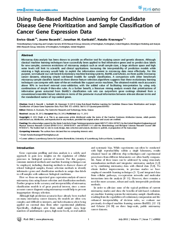 (PDF) Using Rule-Based Machine Learning for Candidate Disease Gene Prioritization and Sample ...