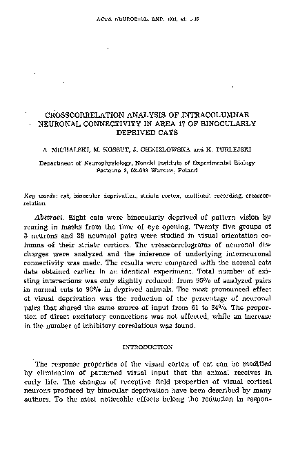 (PDF) Crosscorrelation analysis of intracolumnar neuronal connectivity in area 17 of binocularly ...