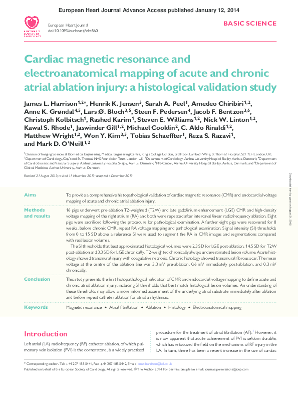 (PDF) Cardiac magnetic resonance and electroanatomical mapping of acute and chronic atrial ...