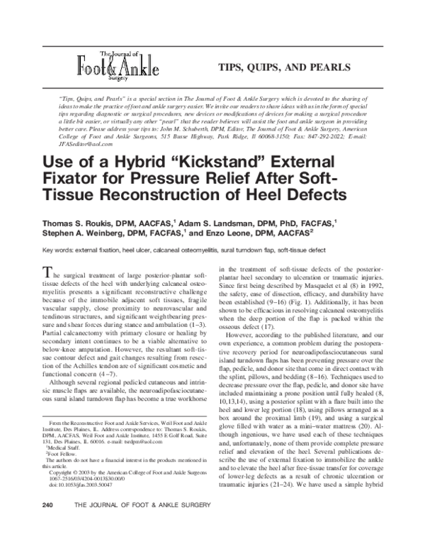 (PDF) Use of a hybrid “kickstand” external fixator for pressure relief ...