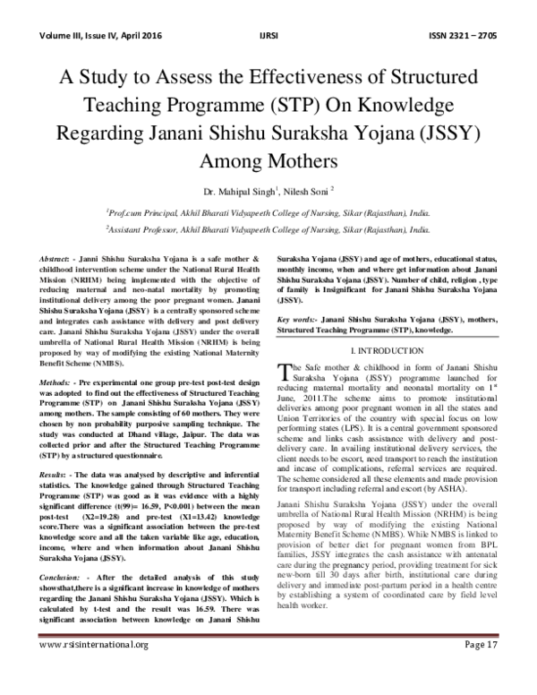 (PDF) A Study to Assess the Effectiveness of Structured Teaching ...