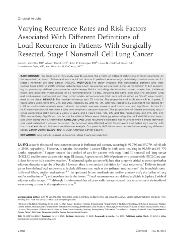 (PDF) Varying recurrence rates and risk factors associated with ...