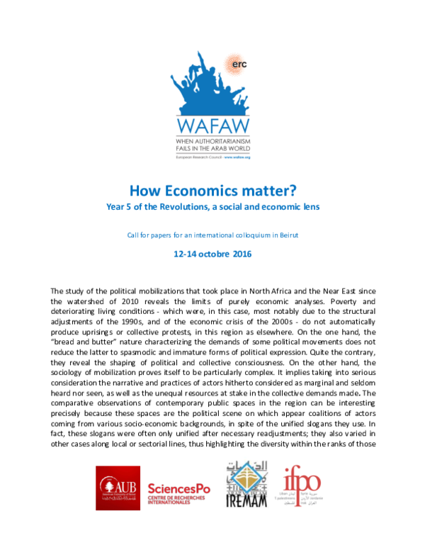 (PDF) How Economics matter? Year 5 of the Revolutions, a social and ...