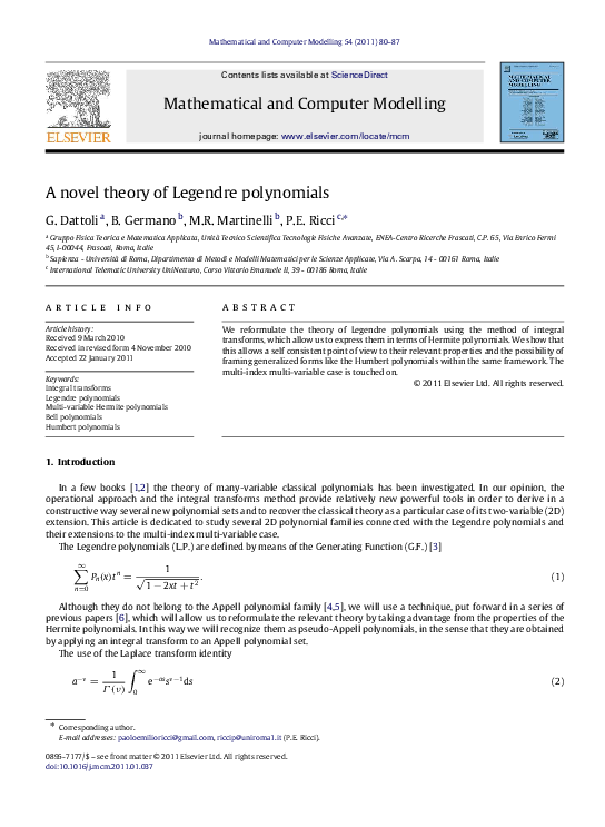 (PDF) A novel theory of Legendre polynomials