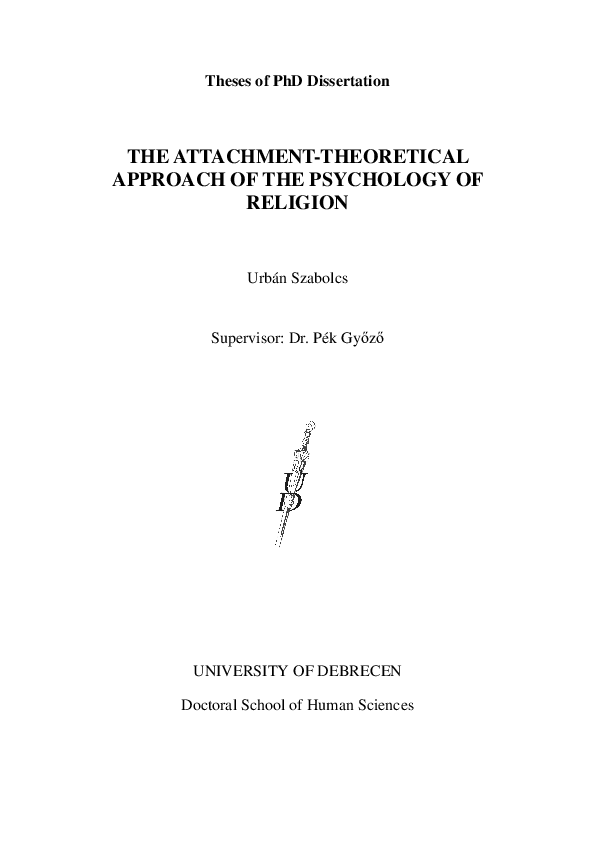 (PDF) Theses of PhD Dissertation THE ATTACHMENT-THEORETICAL APPROACH OF ...