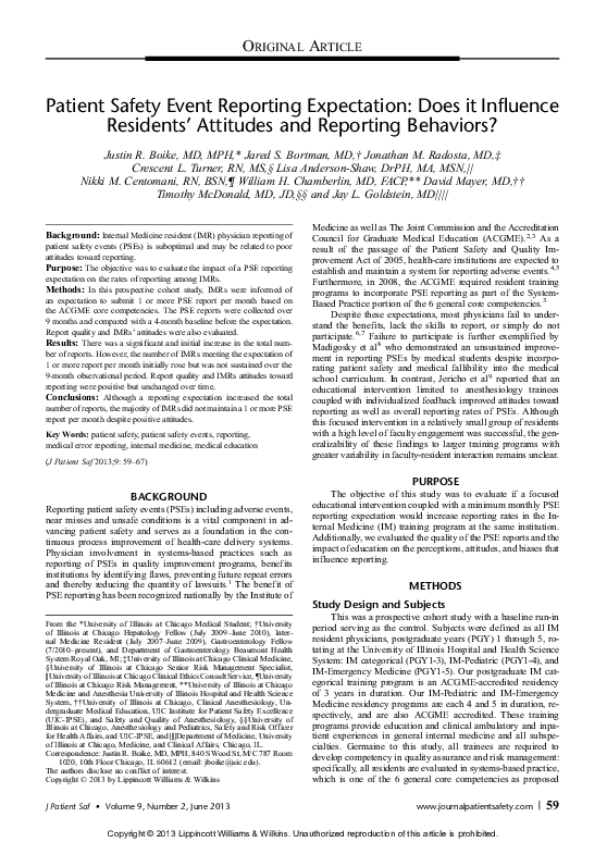 (PDF) Patient Safety Event Reporting Expectation