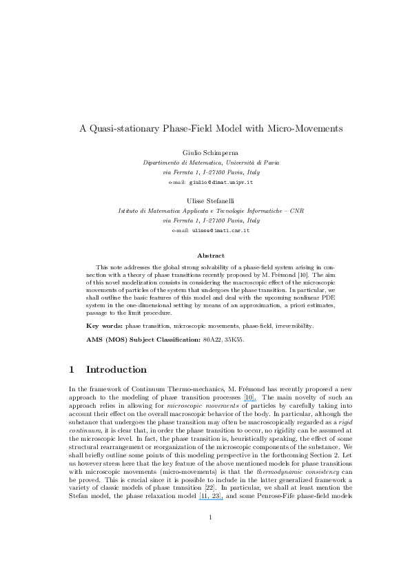 (PDF) Quasi-Stationary Phase-Field Model Analysis