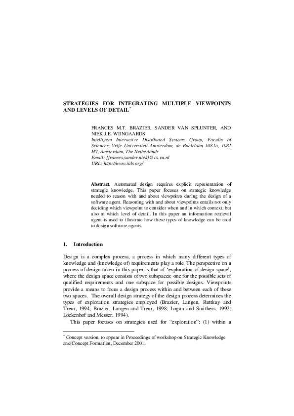 (PDF) Strategies for integrating multiple viewpoints and levels of detail