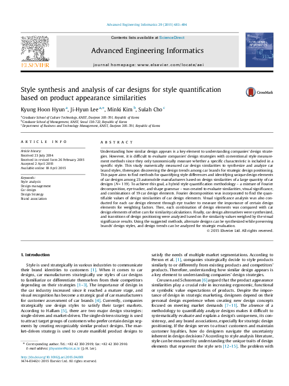 (PDF) Style synthesis and analysis of car designs for style ...