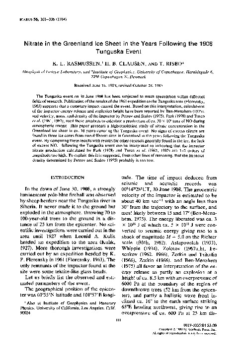 (PDF) Nitrate in the Greenland ice sheet in the years following the ...