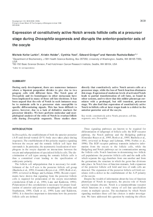 (PDF) Larkin, M.K., Holder, K., Yost, C., Giniger, E. & Ruohola-Baker ...