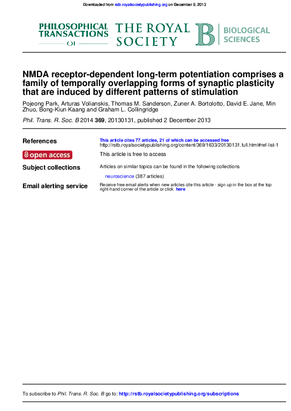 (PDF) NMDA receptor-dependent long-term potentiation comprises a family ...