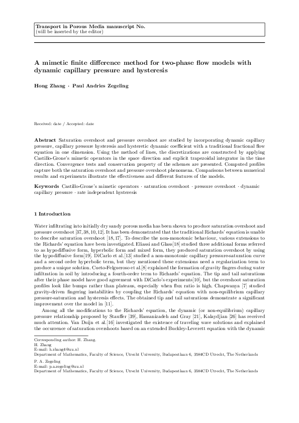 (PDF) A mimetic finite difference method for two-phase flow models with ...