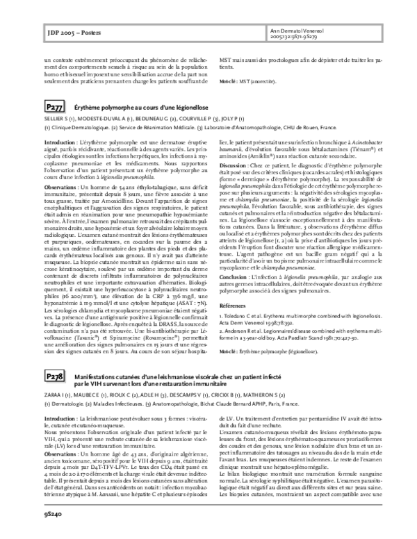 (PDF) P277 - Érythème polymorphe au cours d’une légionellose