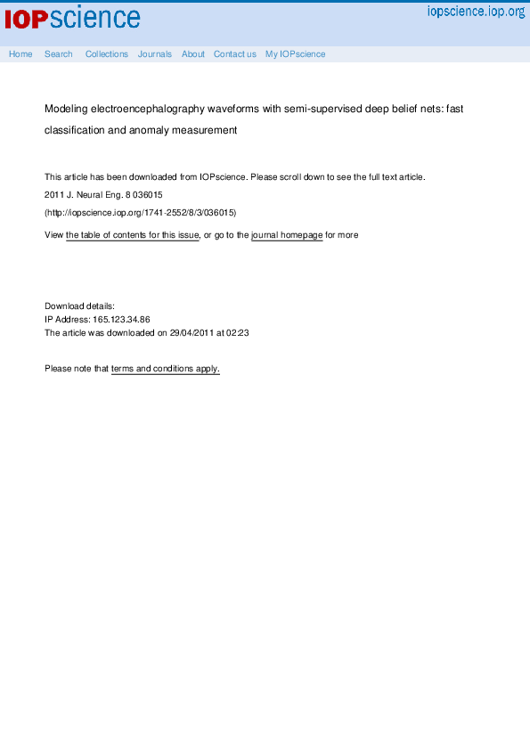(PDF) Semi-supervised anomaly detection for EEG waveforms using deep belief nets