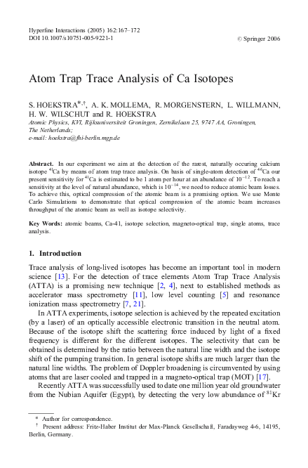 (PDF) Atom Trap Trace Analysis of Ca Isotopes