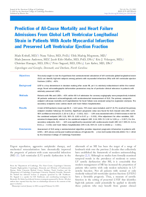 (PDF) Prediction of All-Cause Mortality and Heart Failure Admissions From Global Left ...