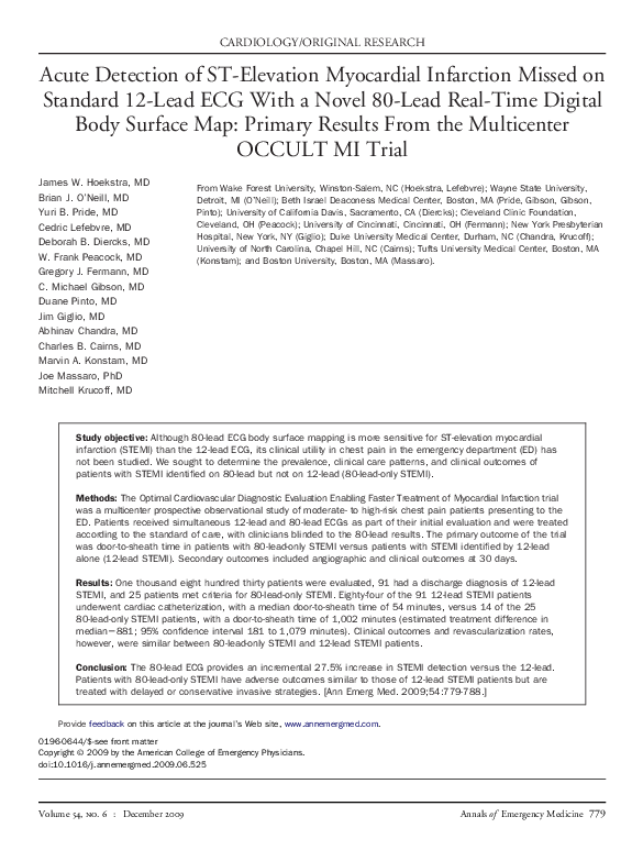 (PDF) Acute Detection of ST-Elevation Myocardial Infarction Missed on ...