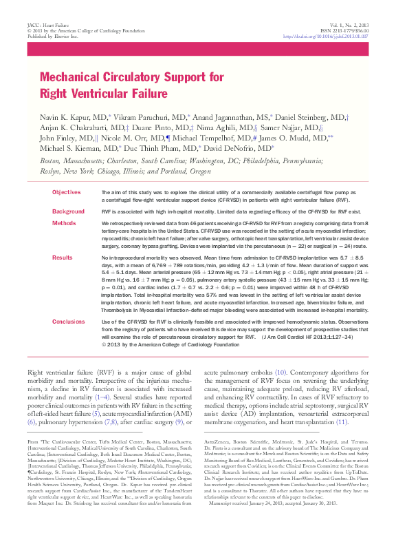 (PDF) Mechanical Circulatory Support for Right Ventricular Failure ...