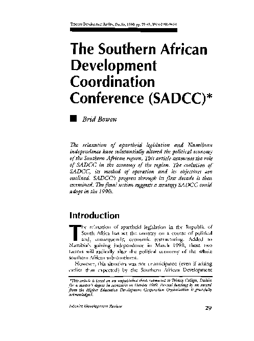 (PDF) The Southern African Development Coordination Conference (SADCC ...