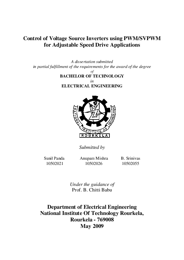 (PDF) Control of Voltage Source Inverters using PWM/SVPWM for Adjustable Speed Drive ...