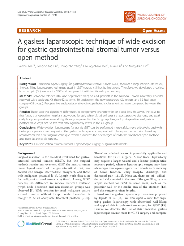 (PDF) A gasless laparoscopic technique of wide excision for gastric ...