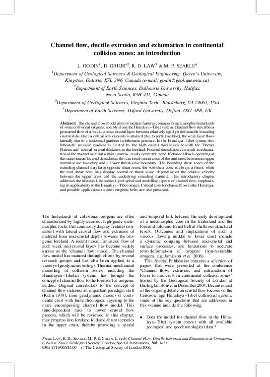 (PDF) Channel flow, ductile extrusion and exhumation of lower mid-crust ...