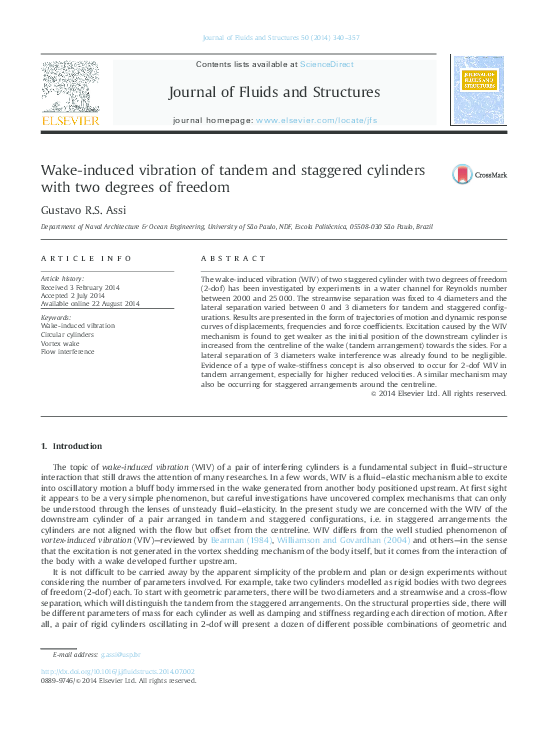 (PDF) Wake-induced vibration of tandem and staggered cylinders with two ...