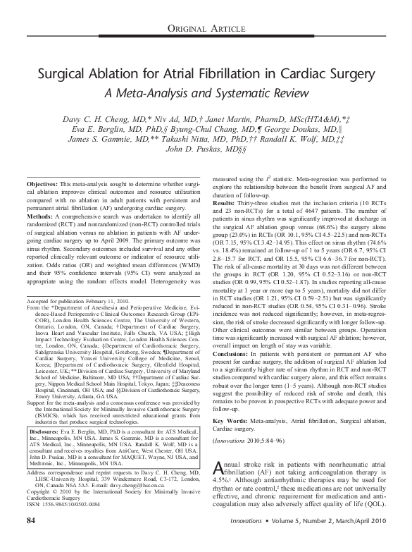(PDF) Surgical Ablation for Atrial Fibrillation in Cardiac Surgery
